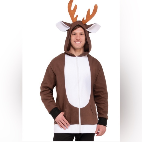 Other | Adult Reindeer Costume Brown And White Reindeer Hoodie Deer ...